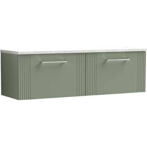 Retro 2 Drawer Wall Hung Vanity Unit with Sparkling White Laminate ...