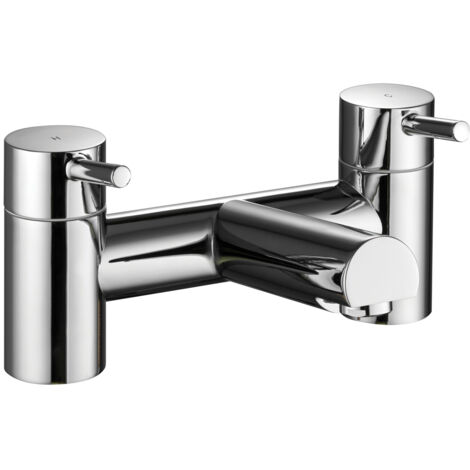 Modern Bathroom Minimalist Round Deck Mounted Bath Filler Tap - Chrome