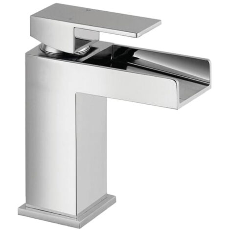 Modern Bathroom Single Lever Square Waterfall Spout Mono Basin Mixer ...