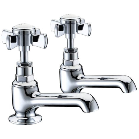 Traditional Crosshead Basin Pillar Taps - Chrome