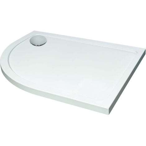 White Quadrant Stone Slip Resistant Shower Tray with Corner Waste ...