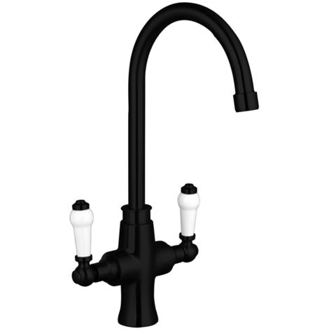 Traditional Dual Handle Kitchen Mixer Tap, Black