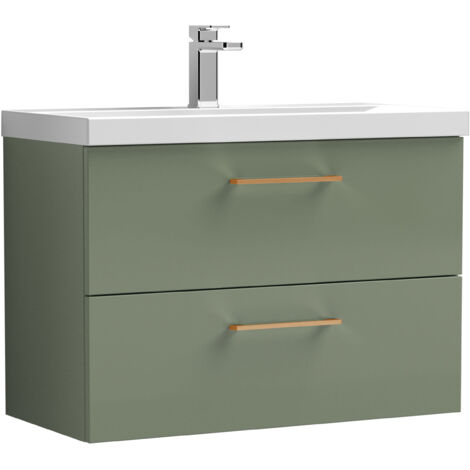 Balterley 800mm Wall Hung Bathroom 2 Drawer Vanity Unit and 1 Tap Hole ...