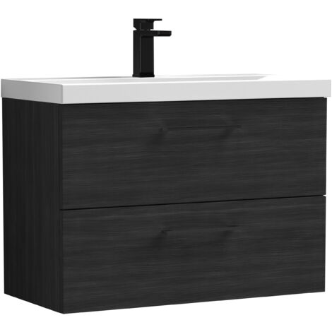 Balterley 800mm Wall Hung Bathroom 2 Drawer Vanity Unit and 1 Tap Hole ...