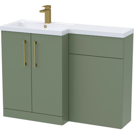Balterley Satin Green Bathroom Vanity Unit with Basin & WC, Brushed ...