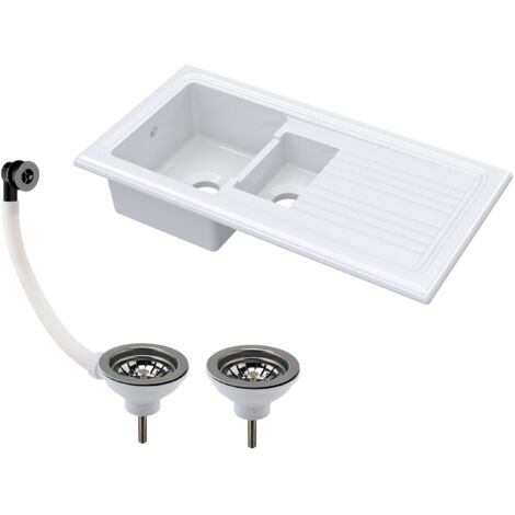 Balterley Traditional 101cm 1.5 Bowl Fireclay Inset Kitchen Sink ...