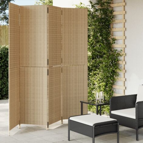Paravent 4-tlg. Beige Poly Rattan CFW205556