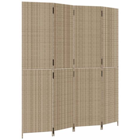 Paravent 4-tlg. Beige Poly Rattan CFW205556
