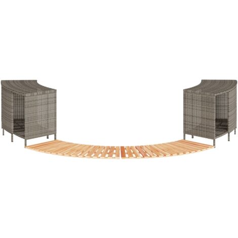 Whirlpool-Umrandung Grau Poly Rattan und Massivholz Akazie vidaXL237585