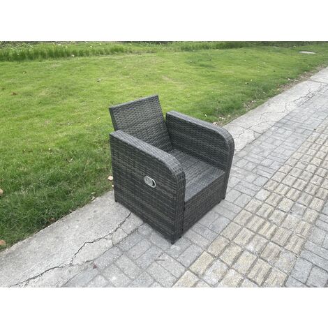 Fimous High Back Rattan Gartenmobel Set mit Loveseat Sofa Rechteckiger Couchtisch 2 Beistelltische 2 Big Foothocker Indoor Outdoor Patio Lounge Sofa