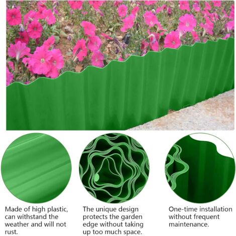 Plastic Garden Edging, 9 Meters Flexible Lawn Edging, Flower Bed Edging ...
