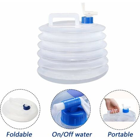 3 X 15L Collapsible Water Container, Transparent Collapsible with Tap, BPA Free Water Canister ...