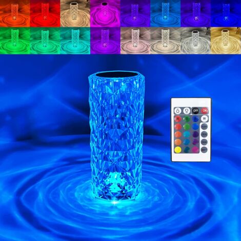 Crystal Diamond Table Lamp, 16 Colors Touch Control Bedside Lamp with ...