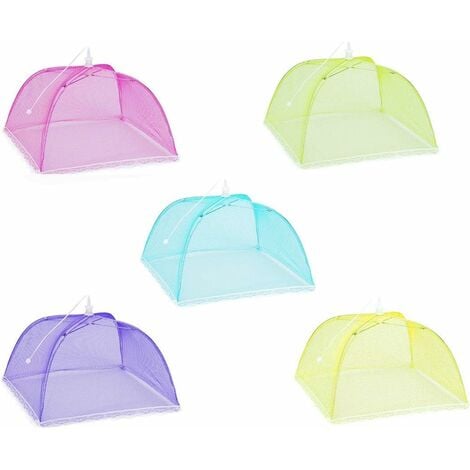 Mosquito Net Food Cloche 5pcs Foldable Mesh Cover Pop-up Food Cover Anti-Fly Mosquitoes Picnic