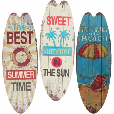 Set of 3 Surfboard Signs, Beach Welcome Sign, Tropical Bar Sign ...