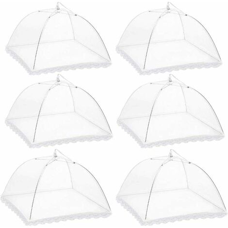 6pcs Collapsible Food Cloche Fly Repellent Mesh Food Cover Folding Tent ...