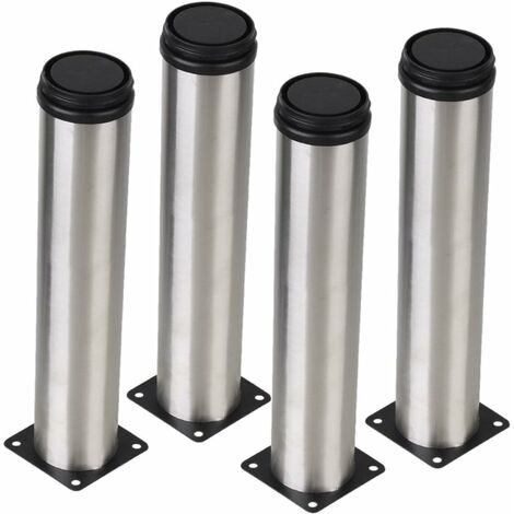 Set of 4 adjustable feet in silver stainless steel 50 x 250 mm