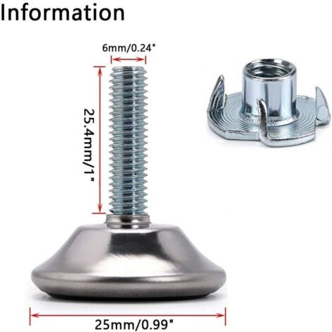 12 Pcs Furniture Jack Feet, M6 x 40mm Adjustable Furniture Legs ...