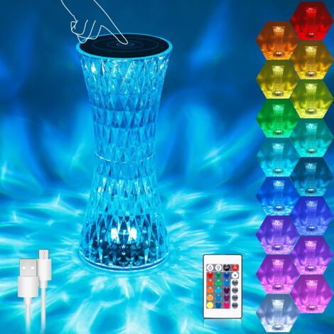 RGB Crystal Diamond Table Lamp, 16 Colors and 4 Modes Pink Diamond ...