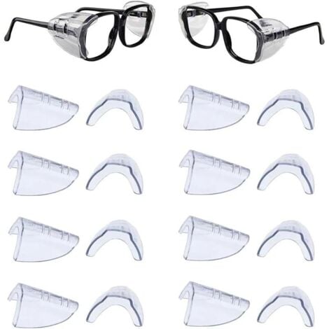8 x Pairs of Safety Goggles Side Shields, Clear Glasses Side Shield fit ...