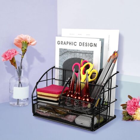 Desk Organizer, Storage Rack with Drawer Compartments, Simple Mesh Desk ...
