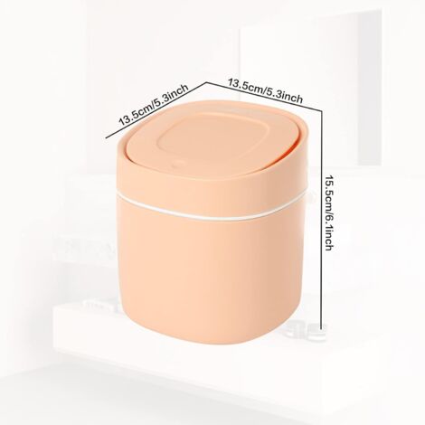 Mini Table Trash Can with Lid Small Bedroom Waste Paper Bin for ...