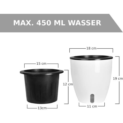 Set of 3 Pots for Fresh Aromatic Herbs Automatic Watering Water Level ...