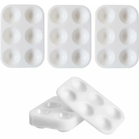 10 Pieces Plastic Paint Palette,Oil Color Palette Rectangular with 6 ...