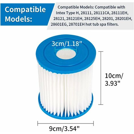 Set of 8 Replacement Filter Cartridges Compatible with Intex 28601/ ...