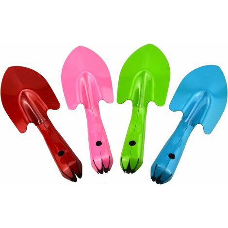 Set of 4 Mini Round Metal Garden Shovels for Planting Muti Flowers