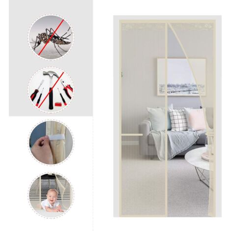 Self-Closing Magnetic Screen Door with Storage Strap No Drilling Insect ...