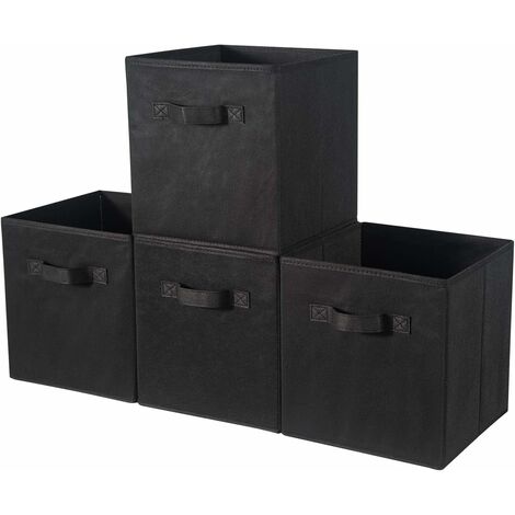 Set of 4 Fabric Storage Boxes with Storage Basket Collapsible Storage ...