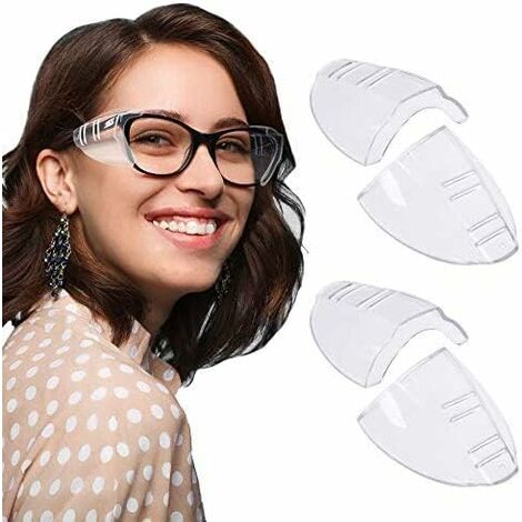 2 Pairs Clear Side Shield Safety Glasses Side Shield - Universal Side Shield for Small Medium ...