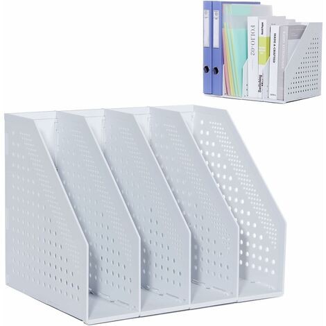 Foldable Magazine Rack, Office Magazine Rack with 4 Compartments, Large ...