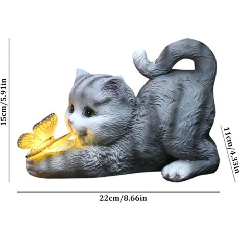 Solar Lights Outdoor Garden Ornaments Solar Cat Garden Ornament Resin ...