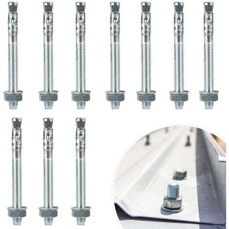 Rose-10Pcs M10x110mm Expansion Bolts, M10 Galvanized Steel Anchor Bolt ...