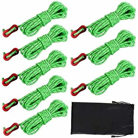 8PCS Camping Tent Rope with Tent Tensioners, Reflective Tent Rope ...