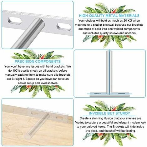 6 Pcs Floating Shelf Bracket 75mm(3") Invisible Bracket Wall Shelf ...