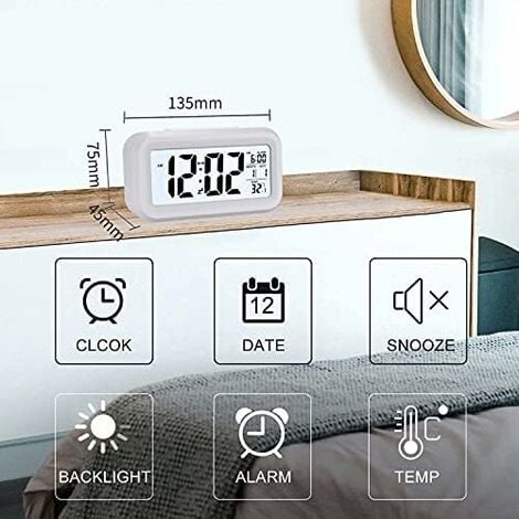 Silent Alarm Clock, Battery Operated Digital Alarm Clock, Large Bright ...