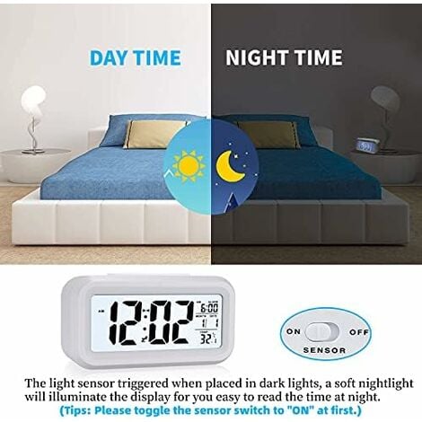Silent Alarm Clock, Battery Operated Digital Alarm Clock, Large Bright ...