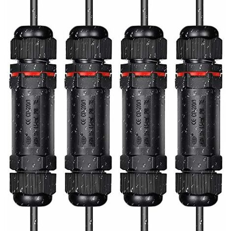 4 Pack Waterproof Cable Connector IP68 - 3 Pin - For 1-13mm Diameter ...