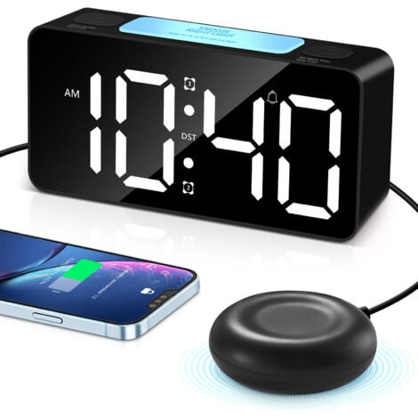 Vibrating Alarm Clock with Bed Shaker, Loud Alarm & Shaker, Large LED ...