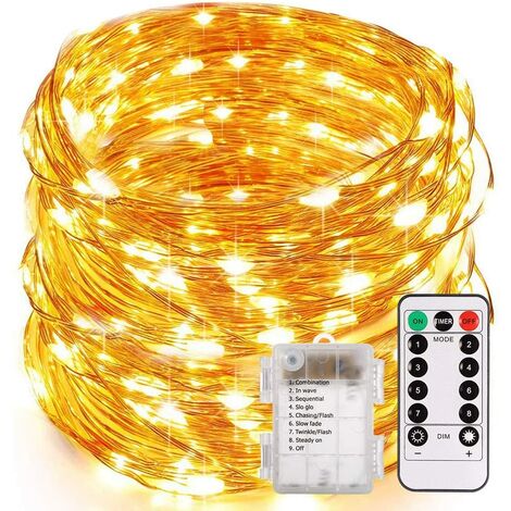 Battery Operated String Lights, ECOWHO 33ft 100 LED Warm White String ...
