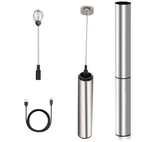 Rechargeable Battery Operated Milk Frother, 2 Speed Portable Travel ...