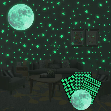 Luminous Stars Luminous Dots Stickers, 637 Pieces Luminous Moon Starry ...