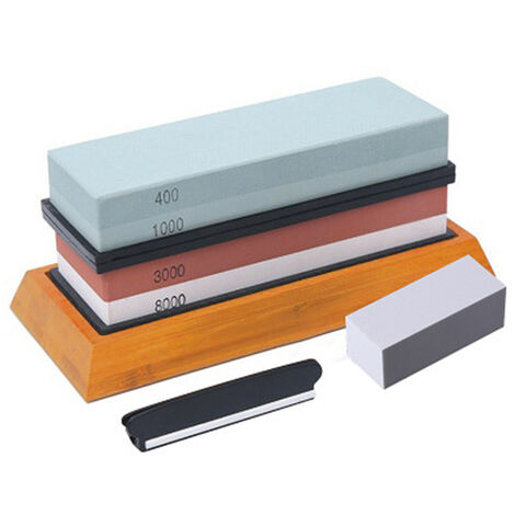 Knife Sharpening Stone Kit, 4 Side Grit Water Stone 400/1000 3000/8000 ...