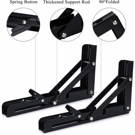 2pcs Foldable Shelf Bracket 250mm Folding Bracket Wall Shelf Heavy Duty ...