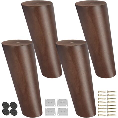 40CM Wooden Furniture Legs 4 PCS Tapered Slanted Table Legs with Mounting Plate Screws Replacement Oak Bed Legs for Sofa Chair Cabinet Armchair
