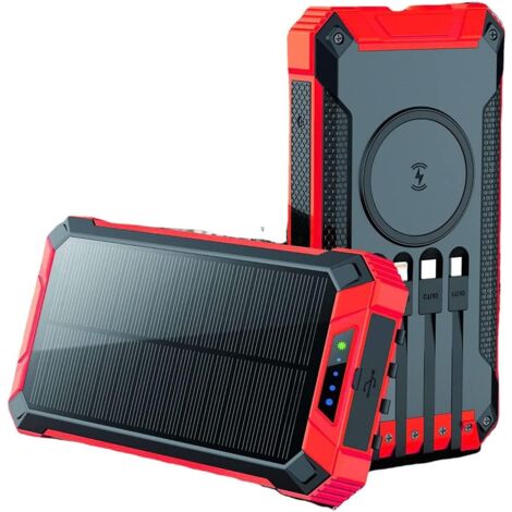 Solar Power Bank 20000 mAh, Solar Charger Portable Power Bank with 4 ...