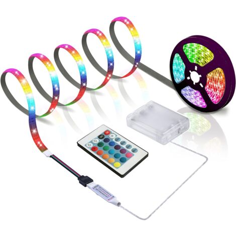 LED Strip Light With 24 Keys Remote Control, 2m Battery Powered Light ...